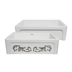 Whitehaus Collection WHSIV3333OR-PLATINUM St. Ives Front Apron Kitchen Sink, White/Platinum