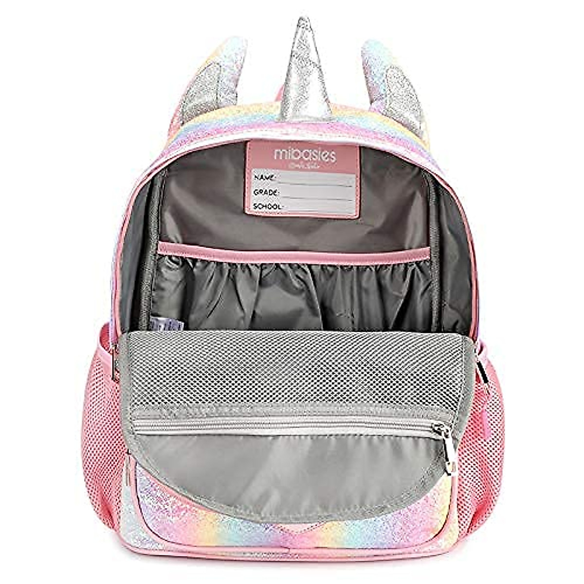 mibasies Kids Unicorn Backpack with Lunch Box for Girls Rainbow School Bag