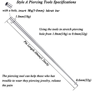 MILACOLATO G23 Titanium Piercing Taper Insertion Pins 18G Taper Piercing Kits for Ear/Nose/Navel/Nipple/Lip/Eyebrow/Tongue/Tragus Helix Stretcher Body Piercing Stretching Kit Assistant Tools