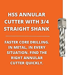 Jancy Slugger by Fein - HSS Nova Annular Cutter with Centering Pin - 3/4" Straight Shank, 2" Depth, 1/2" Diameter - 63134127042
