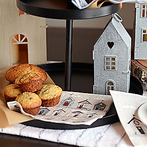 Round 2 Tier Stand, Cake Display Trays, Modern Scandinavian Style, Black, Metal, Loop Handle, 11.75 D x 12.5 H inches, 1.75 lbs.