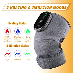 MOAJAZA Cordless Knee Massager with Heat and Vibration, Knee Heating Pad, Heated Knee Elbow Shoulder Brace Wrap, Heated Knee Brace Heating Pad for Knee Elbow Shoulder Relax