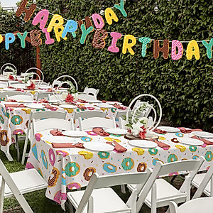 Gatherfun Donut Party Supplies: 2-Pack Donut Birthday Party Decorations,Disposable Plastic Tablecloth, Ideal Table Cover for Two Sweet Birthday, Baby Shower & Themed Parties, 54 x 108 Inch