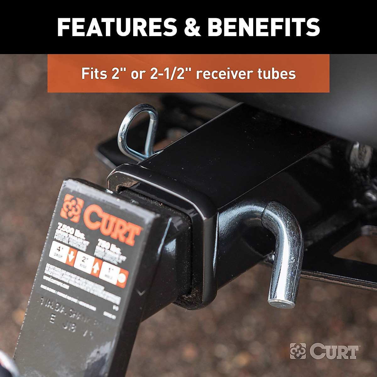 CURT 21580 Trailer Hitch Pin & Clip, 5/8-Inch Diameter, Fits 2 or 2-1/2-Inch Receiver