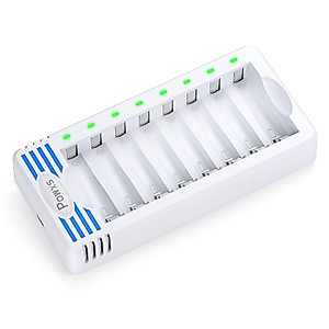 POWXS 8 Bay AA AAA Batteries Charger, Independent and Fast Battery Charger for 1.2V Ni-MH Ni-CD AA Triple AAA Rechargeable Batteries with Convenient USB Cable