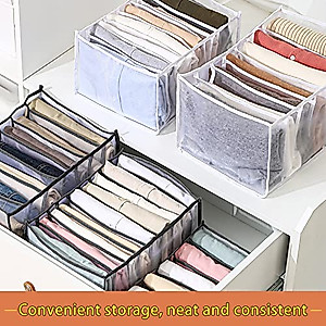 5PCS Washable Wardrobe Clothes Organizer Foldable Closet Organizer Portable Storage Baskets Visible Grid Storage Box for T-shirt,Legging,Skirts,Jeans (Mix, Gray)