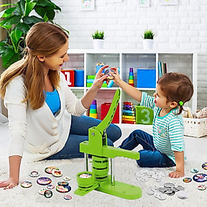 Alldeer Pin Maker Machine 1+1.73+2.25 Inch with 500 Sets Plastic Button Making Supplies, Pin Back Button Maker Machine Multiple Sizes, Interchangeable Models 25/44/58mm, Badge Button Press Machine
