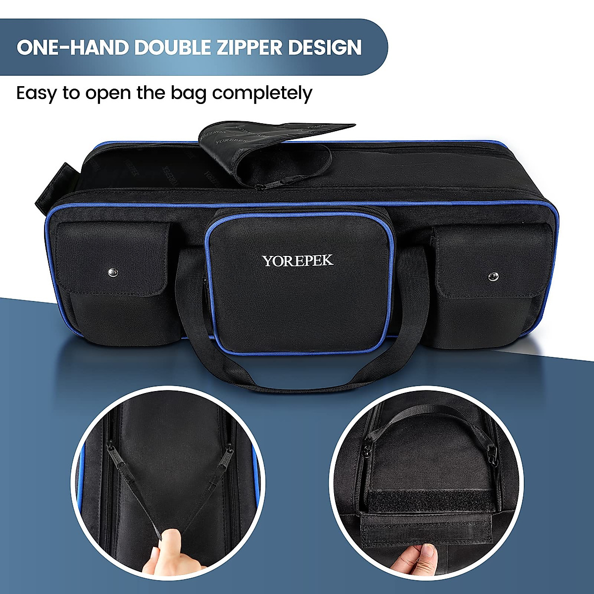 YOREPEK Tripod Carrying Case Bag 50.5", Durable Light Stand Bag with 2 Removable Padding, Photo Studio Equipment Case for Tripods, Monopods, Speaker Stands, Umbrellas, Gear, Mic Stand, Tent Pole