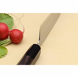 Yoshihiro White Steel #1 Stainless Clad Japanese Santoku Multipurpose Chef Knife with Rosewood Handle (6.5"(165mm) & Saya Cover)