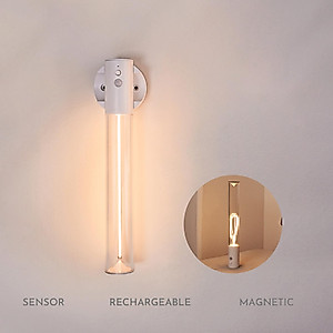 AUGE LIGHT 3-in 1 Battery Powered Wall Light Magnetic LED Wall Lamp Cordless Wall Lights Motion Sensor Wall Sconces for Indoor Staircase Corridor Beside Hallway Cabninet(White)