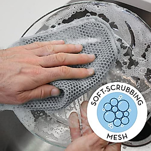 S&T INC. Mesh Dish Scrubber, Kitchen Dish Cloths for Washing Dishes, Grey, 11.5 Inches x 11.5 Inches, 3 Pack