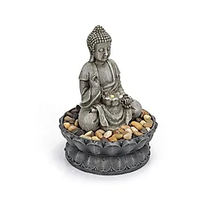 Warm Garden Buddha Fountain Tabletop Water Fountain-Sitting Buddha Tabletop Water Fountain Zen Fountain