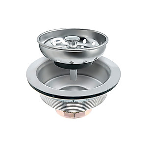 PLB22002 EvertechPRO Kitchen Sink Drain Assembly Kit - 4 1/2 Inch Sink Drain with Strainer Basket and Drain Stopper, Rustproof Stainless Steel, Easy to Install, Suitable for American Standard Sinks