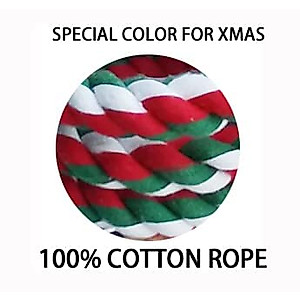 39'Bird Rope Perches(Xmas Edition) Birdcage Swing Toys 100% Cotton No Smell Peck/Chewing with Bell Climbing Standing Bungee Bird Toys for Small to Regular Size Parrot Cockatiel Birds (Size)