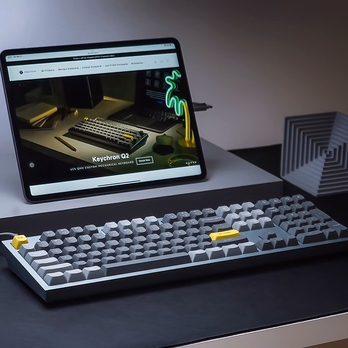 Keychron Q6 Wired Custom Mechanical Keyboard, QMK/VIA Programmable Macro, Full-Size Aluminum RGB Backlit, Double Gasket Hot-Swappable Gateron G Pro Brown Switch Compatible with Mac Windows Linux-Grey