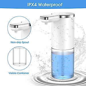 WSONVO Touchless Automatic Foam Soap Dispenser - Adjustable Foam Levels, Infrared Sensor, for Bathroom, Kitchen, Office, Hotel - 9.5oz/280ml