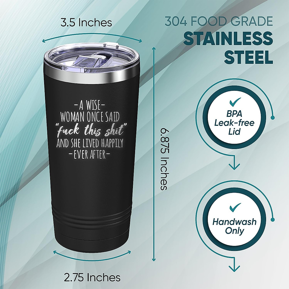 shop4ever A Wise Woman Once Said F This And She Lived Happily Ever After Engraved Insulated Stainless Steel Tumbler with Lid 20 oz. Funny Divorce Retirement Feminist Gift (Black)