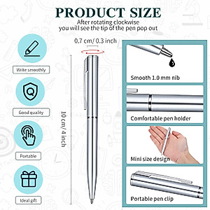 Teling 36 Pcs Small Ballpoint Pen Mini Pens Bulk 4 Inch Short Small Pens Tiny Pen Ink Ballpoint Pens for Notebook Notepads School Office(Silver)