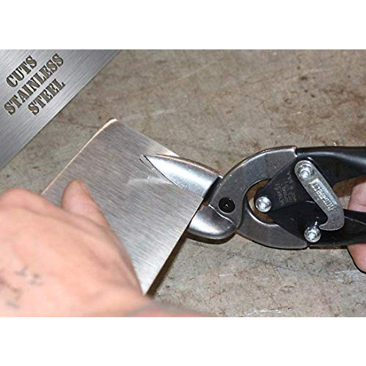 MIDWEST Special Hardness Aviation Snip - Left and Right Cut Offset Stainless Steel Cutting Shears with Forged Blade & KUSH'N-POWER Comfort Grips - MWT-SS6510C