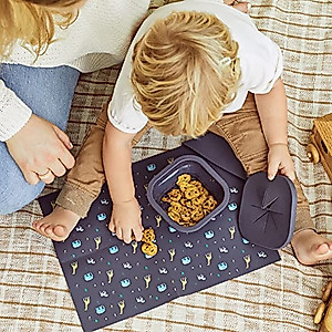 Austin Baby Co Silicone Collapsible Snack Bowl – Reusable Snack Container with Two Specialized Lids – BPA free, Dishwasher Safe and Leakproof for Toddlers & Babies