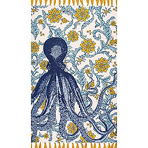 nuLOOM Thomas Paul Printed Flatweave Cotton Giant Octopus Area Rug, 5' x 8', Multi