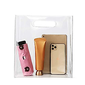 Tiwougel 11.02" Women Tote Bag,Transparent &Waterproof Plastic PVC Purse Handbag Clear-Medium Vertical