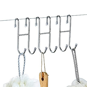 XIACIBDUS 3pcs Shower Door Hooks, Double Towel Rack Hooks, Bathroom Frameless Drilling-Free Hanger, Heavy Duty Rack Hooks for Robe Squeegee Loofah Bathing Suits Shaver