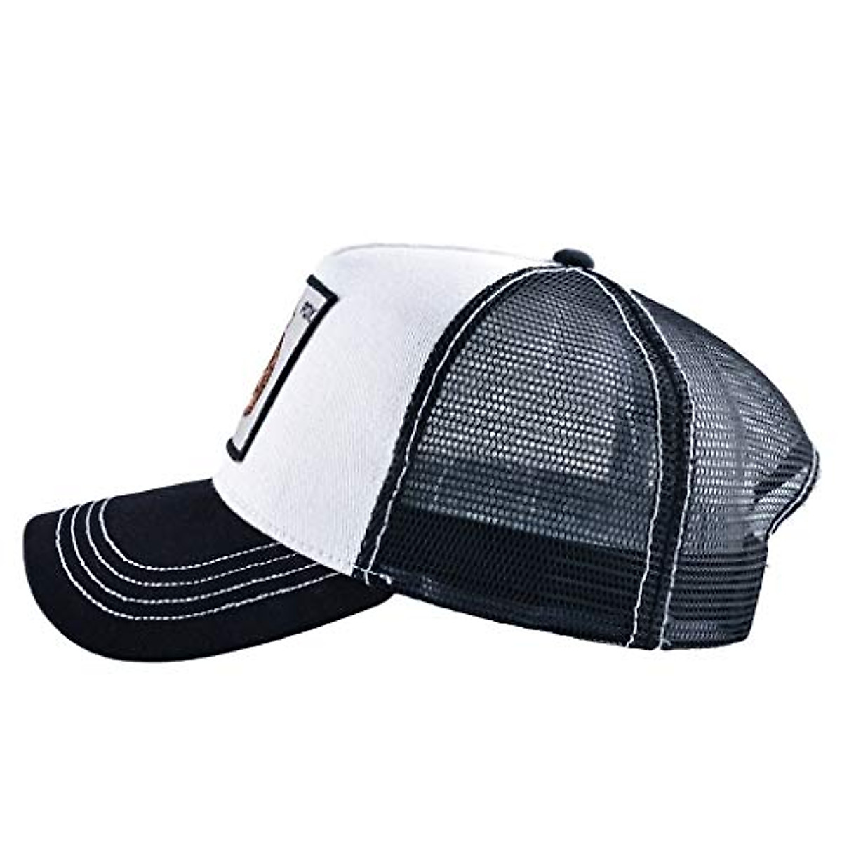 Unisex Animal Mesh Trucker Hat Strapback Square Patch Baseball Caps (One Size, Black White Crocodile)
