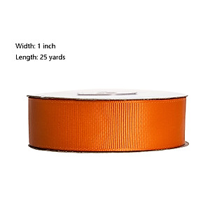 ATRBB 25 Yards 1 Inch Solid Grosgrain Ribbon Roll for Gift Wrapping DIY Hair Accessories (Orange)