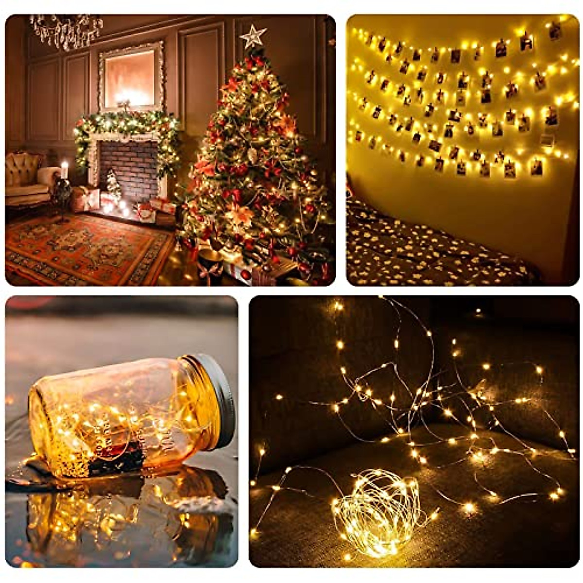 HAOBAOBEI USB Christmas Lights Plug in, 66ft 200 Led Silver Copper Wire Fairy String lights with Remote, Warm White Firefly Twinkle Lights for Bedroom Party Centerpiece Patio Christmas Tree Decoration