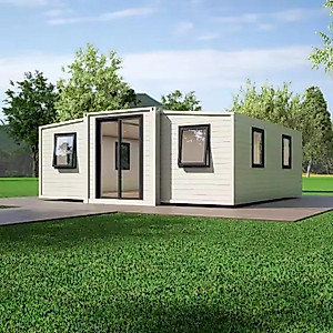 40x20ft Expandable Portable Tiny Home with Complete Living Facilities | Fully Functional Prefab House for Temporary Living, Rentals, or Vacation Use