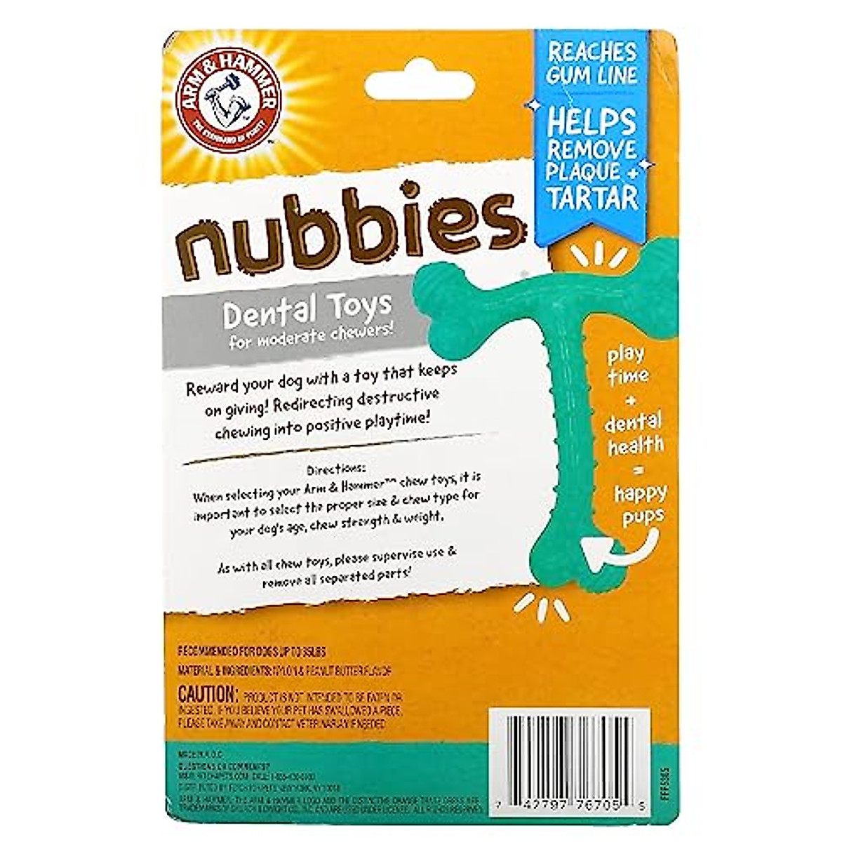 Arm & Hammer Ora-Play T-Bone Dental Chew Toy for Dogs | Best Dog Chew Toy For the Toughest Chewers | Reduces Plaque & Tartar Buildup Without Brushing, Peanut Butter Flavor