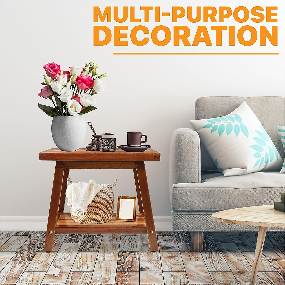 Shower Stool Bench Chair Waterproof with Storage Shelf for Shaving Legs, Spa, Bath Seat in Bathroom, Inside Shower Bench for Adults Seniors Elderly, Outdoor Side Table, Patio, Pool, Porch End Table