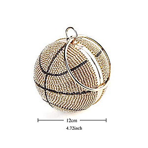 Basketball Shaped Clutch Bags Rhinestones Evening Purse Glitter Ball Handbag Glitter Street Sport Style (Gold)