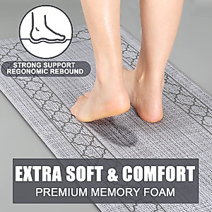 WEZVIX Kitchen Mat Anti Fatigue Kitchen Rug Non-Skid, 1/2Inch Waterproof Standing Mat [2 PCS], Cushioned Kitchen Mats and Rugs, Comfort Floor Mats for Home, Office, Sink, Laundry - Grey and Grey…