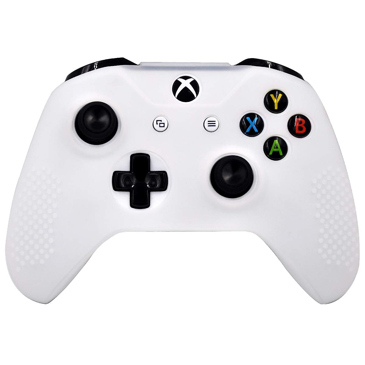 Antil-Slip Silicone Controller Cover Protective Case for Xbox One S Slim/Xbox One X Controller Soft Cover Skin with 2 Thumb Grip(White)