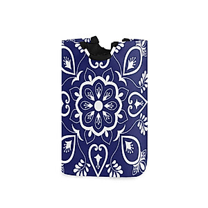 JUMBEAR Mexican Talavera Laundry Basket Collapsible Large Clothes Hamper Nursery Storage Bin with Handle for Bedroom, Bathroom, Dorm, Kids Room