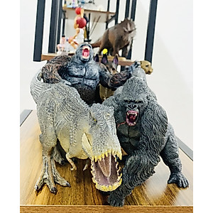 King Kong VS Vastatosaurus Rex Dinosaur Toys with Realistic Rock Action Figure Rampage Gorilla Fight Tarbosaurus Animal Figurines for Role Playing Story Telling Toy for Kids