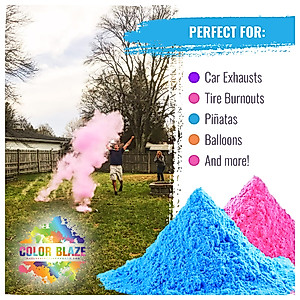 Color Blaze Baby Gender Reveal Powder - 1lb Blue & 1lb Pink Colored Power for Boy or Girl - For Car & Motorcycle Burnout, Color Toss, Photoshoot, and Festival - Pack of 2 Bags with 1 pound - Blue/Pink