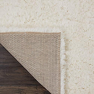 Nourison Ultra Plush Shag Solid Ivory 8'2" x 10' Area -Rug, Easy -Cleaning, Non Shedding, Bed Room, Living Room, Dining Room, Kitchen (8x10)