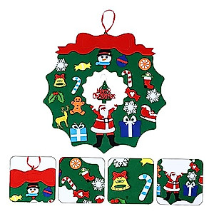 Cabilock 1 Felt Garland Christmas Porch Sign Christmas Door Wreath DIY Christmas Wall Decor Felt Christmas Tree for Kids Nativity Ornaments for Kids DIY Felt Child self Made Hanging Ring