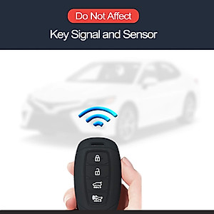 INFIPAR 2pcs Compatible with Hyundai Elantra N GT Santa Fe Kona Electric Accent Azera Palisade Veloster N Black Key Fob Cover Case Key Chain Protector Shell Holder