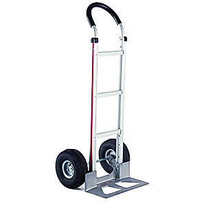Magliner HMK119UA4 Aluminum Hand Truck, Horizontal Loop Handle with Vinyl Sleeve, 18" x 7-1/2" Aluminum Diecast Nose Plate, 500 lb Capacity,Silver