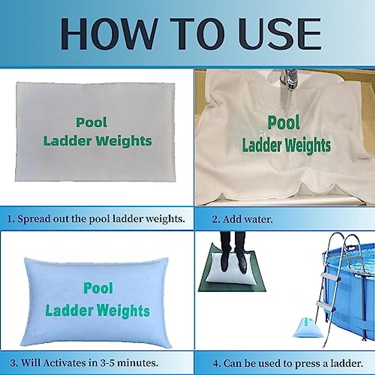 2PCS Pool Weights for Ladders, Pool Step Weights for Above Ground Pools, Pool Stair Weights for Pool Steps with Sandless Design, Work with Above Ground and in-Ground Pool Steps