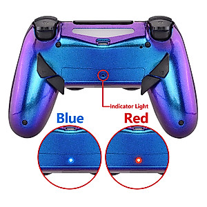 eXtremeRate Chameleon Purple Blue Dawn Programable Remap Kit for PS4 Controller with Upgrade Board & Redesigned Back Shell & 4 Back Buttons - Compatible with JDM-040/050/055 - Controller NOT Included