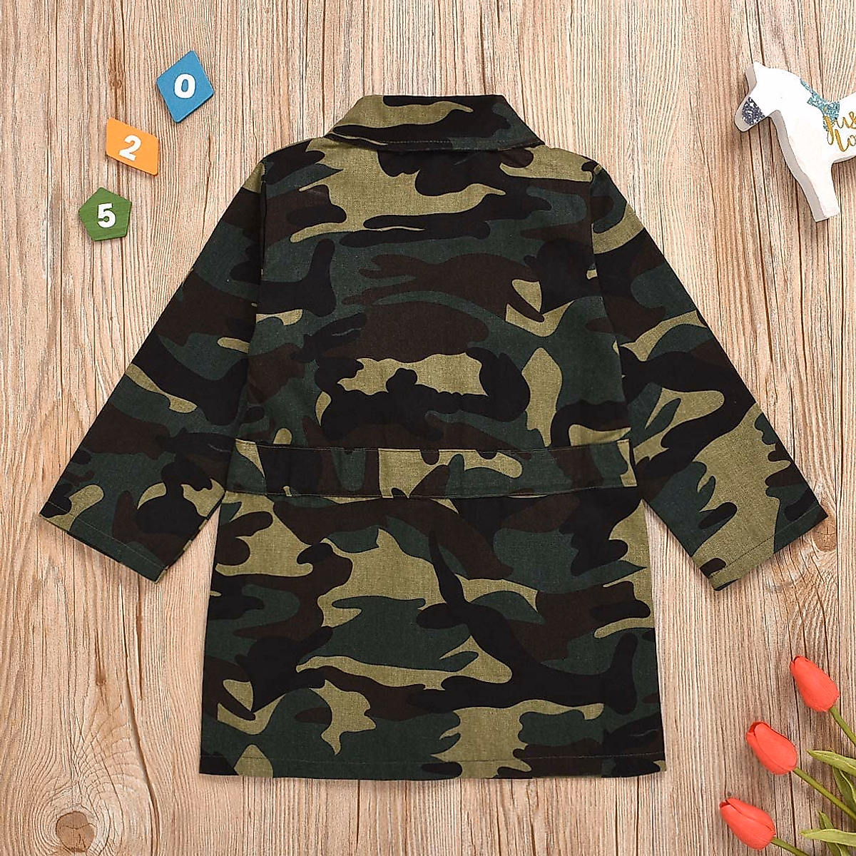 BOIZONTY Toddler Kids Baby Girl Camouflage Jacket Coat Casual Denim Windbreaker Button Down Outerwear Winter Fall Outfit Clothes (Camouflage,4-5 Years)