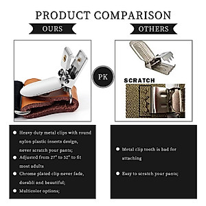 HISDERN Mens Suspenders Dark Brown Suspenders for Men Adjustable Elastic Suspender Braces 4 Clips X-Back 1.4'' Tuxedo Trousers Suspender Wedding