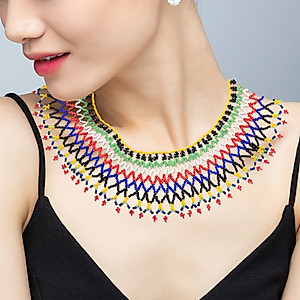 AUEAR, Colorful Beaded Necklace Maasai Necklace South African Necklace African Necklace for Women Best Gift