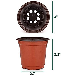 GROWNEER 120 Packs 4 Inches Plastic Plant Nursery Pots with 15 Pcs Plant Labels, Seed Starting Pot Flower Plant Container for Succulents, Seedlings, Cuttings, Transplanting