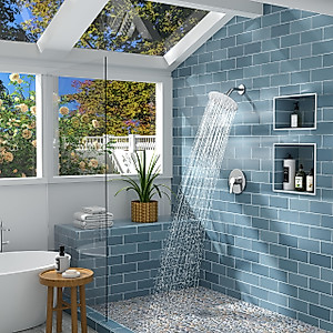 Holispa Shower Faucet, Brushed Nickel Shower Faucet Set with 8-Inch Rainfall Shower Head, Single-Handle Shower Trim Kit Included Shower Valve, Brushed Nickel